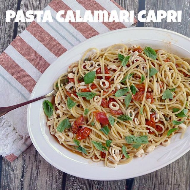 Pasta Calamari Recipe with Squid Rings tossed with Seasoned Sauce.