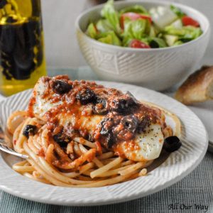 Baked Cod Puttanesca | Seafood with an Italian Spicy Tomato Sauce