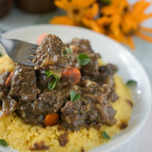 Italian Venison Stew with Polenta - Capriolo alla Montanara con Polenta