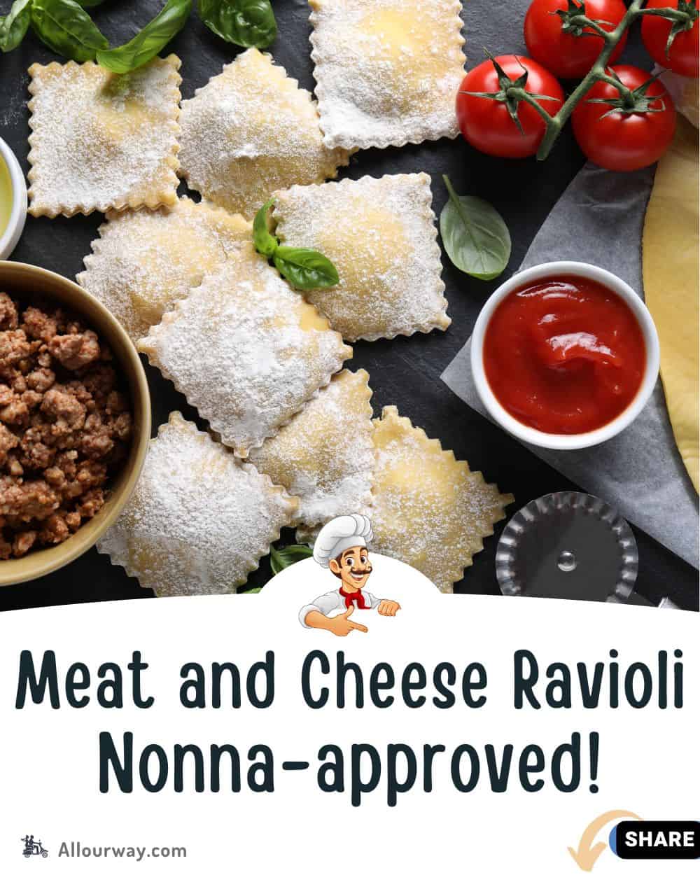 Italian Ravioli with Meat & Cheese Filling - All Our Way