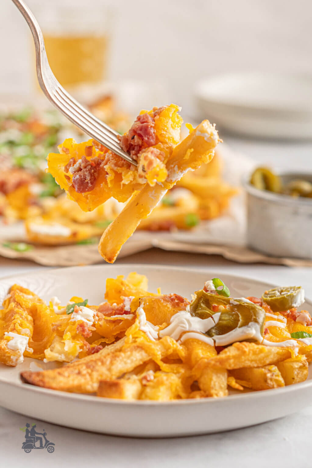 Spicy Cheesy Loaded Potato Fries with Jalapeño Peppers