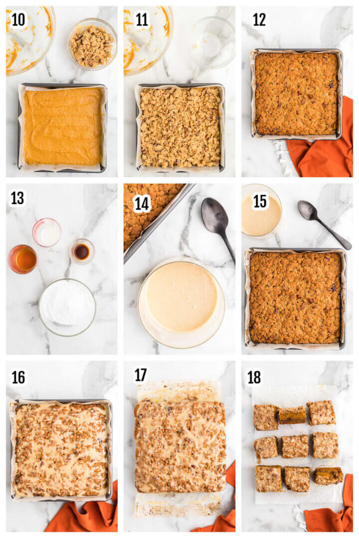 Layered Maple Glazed Streusel Pumpkin Crumb Cake