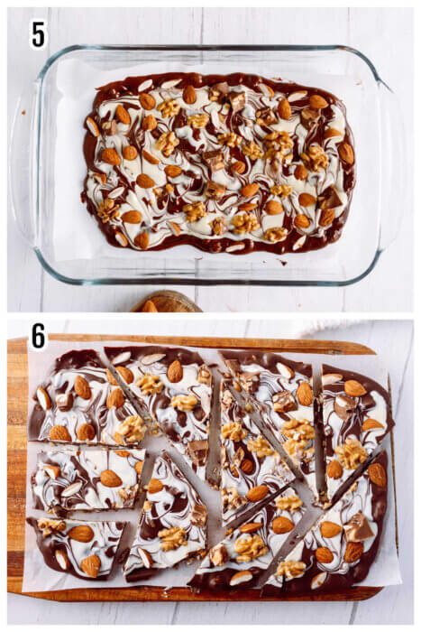 Marble Chocolate Bark With Almonds and Walnuts