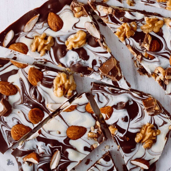 Marble Chocolate Bark With Almonds and Walnuts