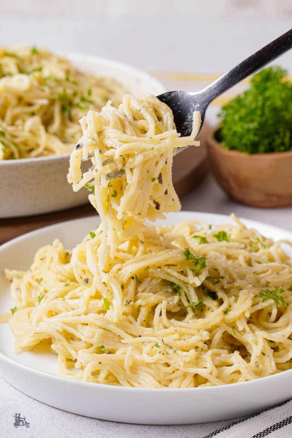 Angel Hair Pasta With Creamy Parmesan Garlic Herb Sauce