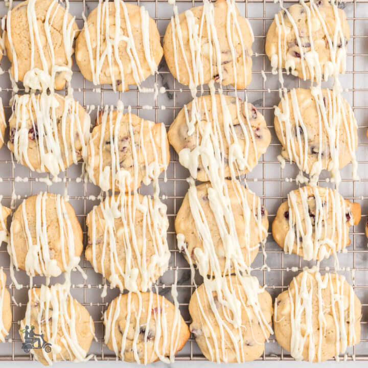 White Chocolate Drizzled Cranberry White Chocolate Chip Cookies
