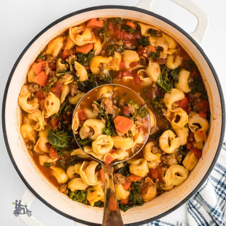 Hearty Italian Tortellini Soup With Sausage and Kale