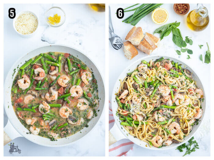 Shrimp Pasta Primavera (Gamberetti Pasta Primavera}