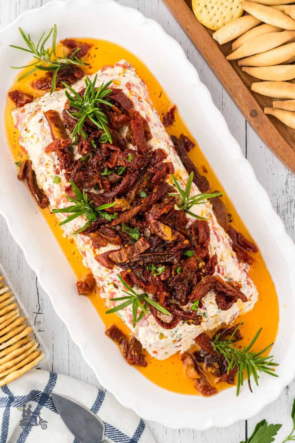 Festive Holiday Antipasto Cream Cheese Log