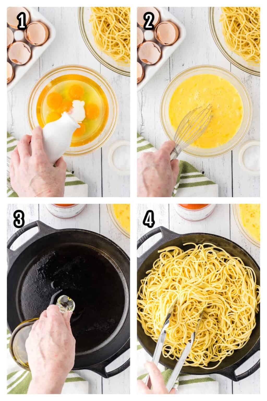 Easy Pasta Frittata with Saucy Tomatoes and Gooey Cheese
