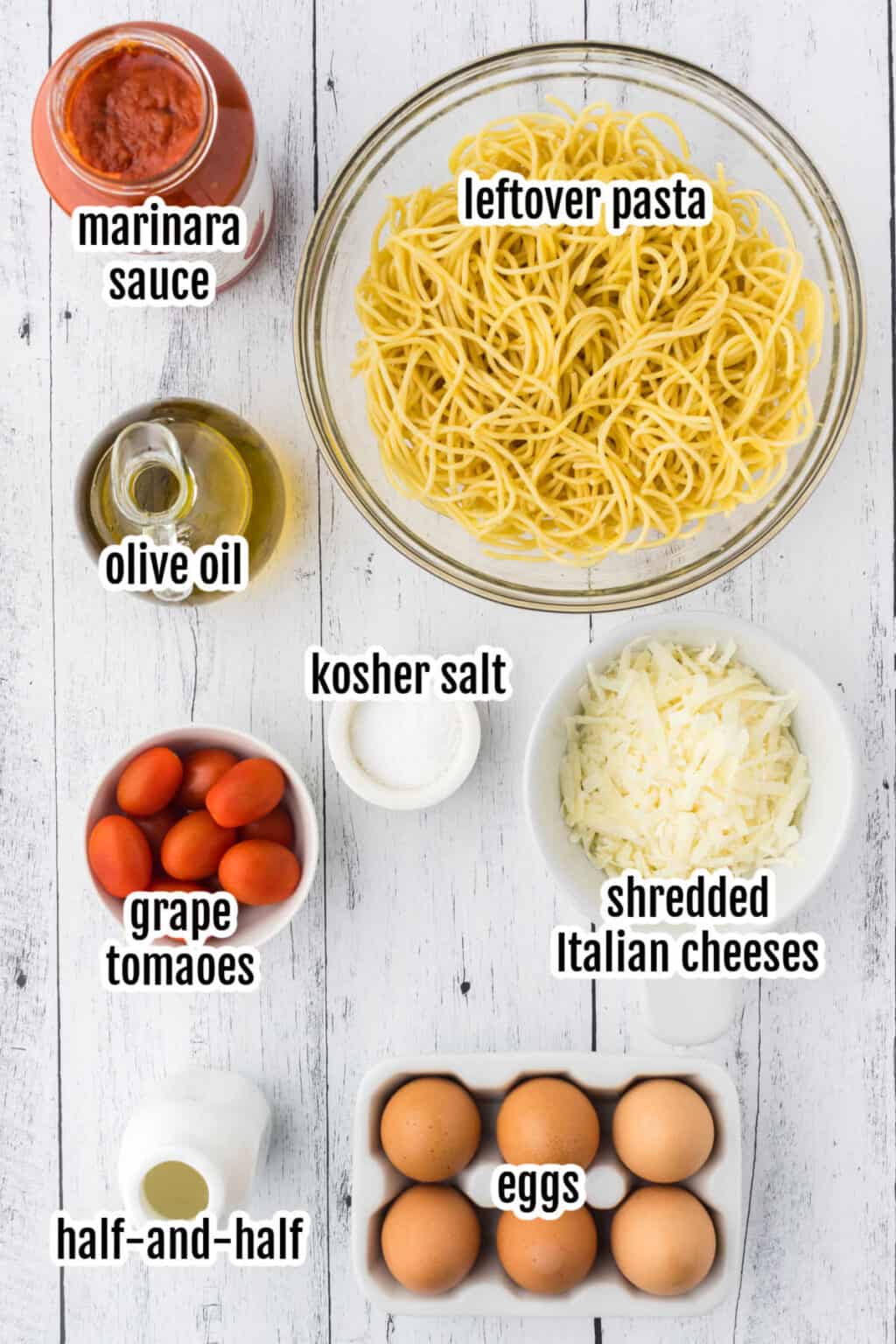 Easy Pasta Frittata with Saucy Tomatoes and Gooey Cheese