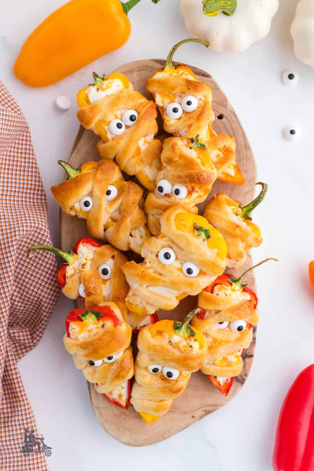 Mini Pepper Mummies—Easy Halloween Appetizer