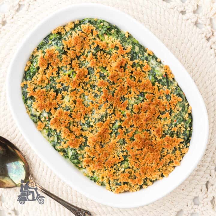 Creamy Spinach Madeline With Buttery Breadcrumb Topping