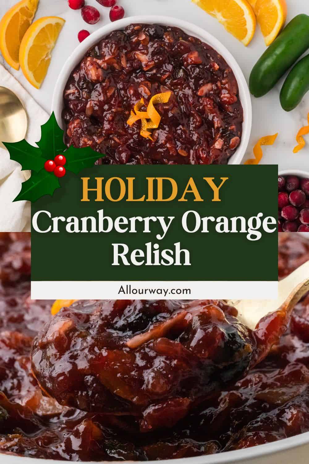 Cranberry Orange Relish With Dried Cherries, Almonds, Jalapeño