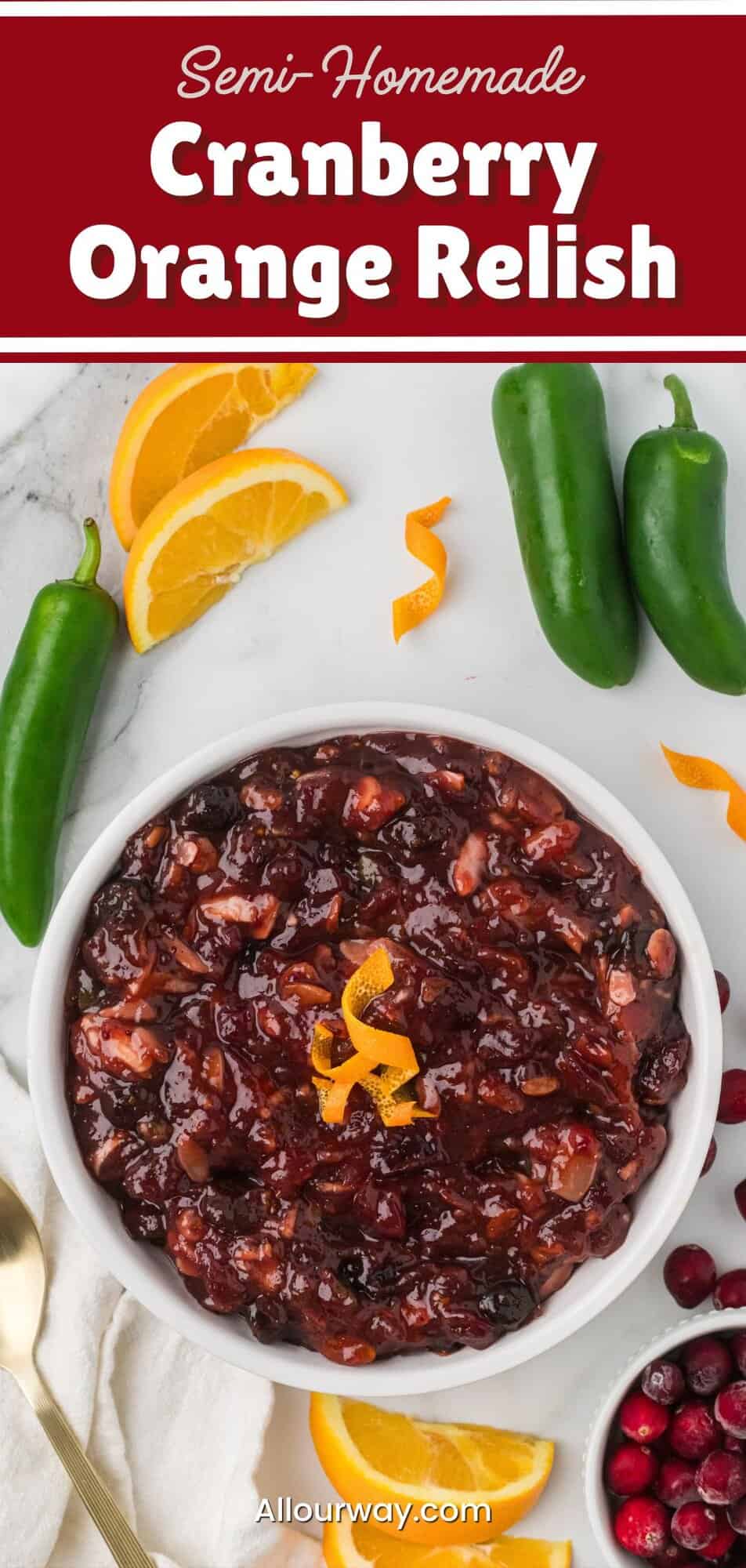 Cranberry Orange Relish With Dried Cherries, Almonds, Jalapeño