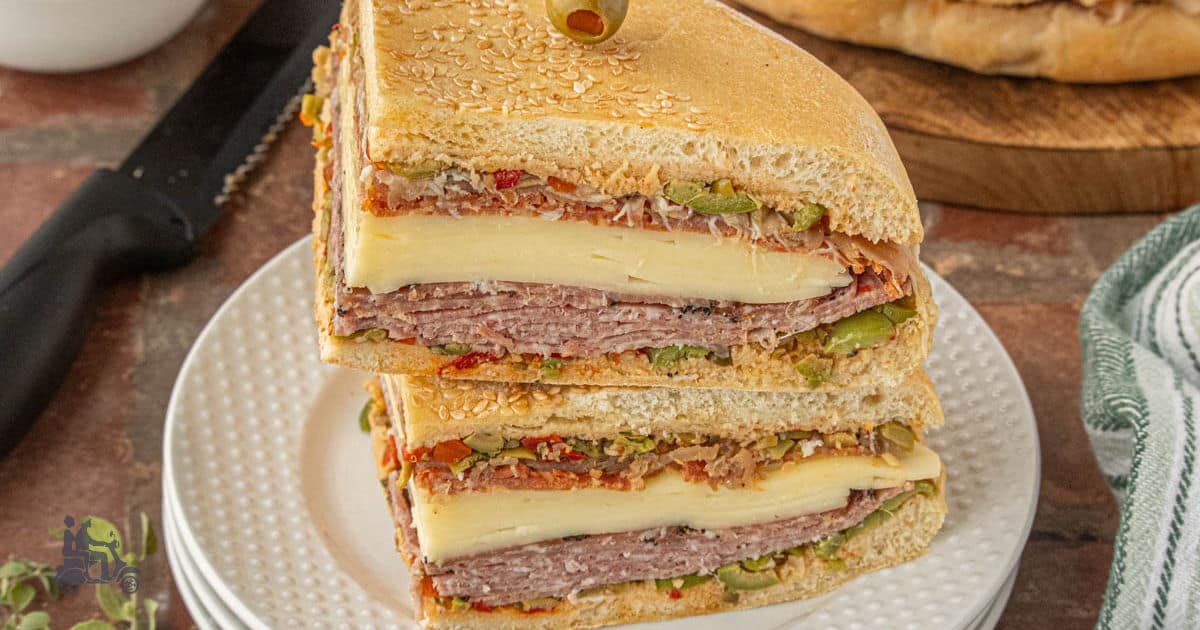 Classic Italian Muffuletta Sandwich with Olive Salad
