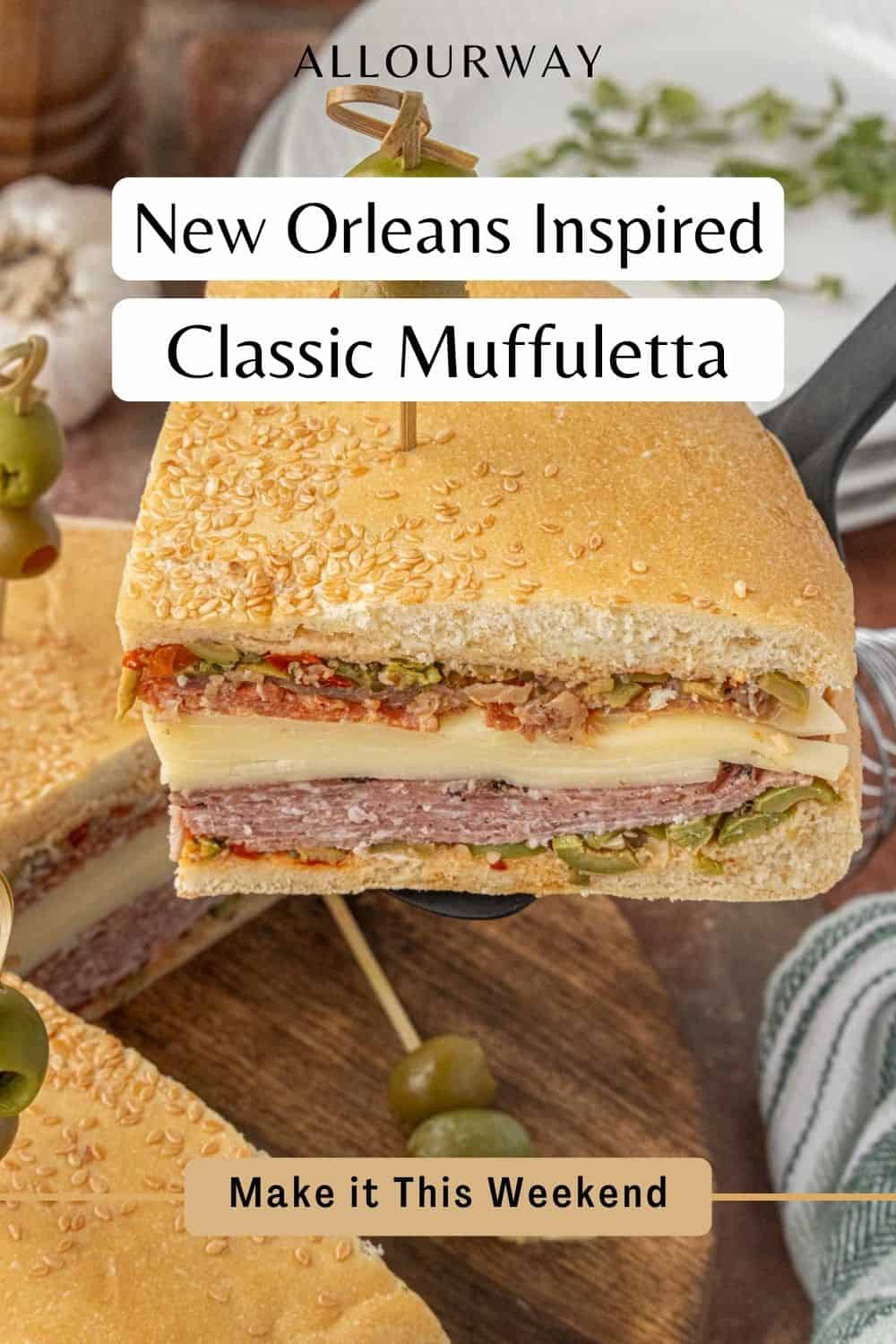 Classic Italian Muffuletta Sandwich with Olive Salad